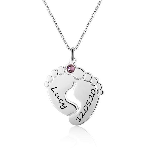 商品名:  LanM Personalized Mothers Necklace Custom 2 Baby Feet Pendant Necklace for Mom with Birthstone New Mother Necklace...