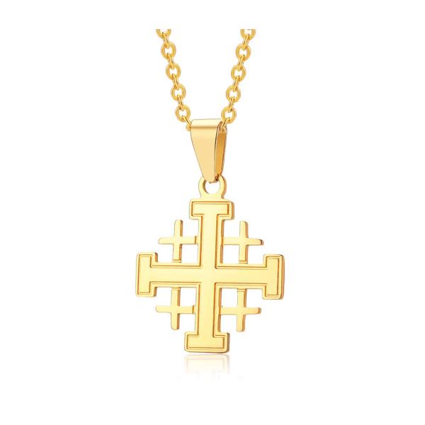 商品名:  Hisatan Stainless Steel Jerusalem Crusaders Knights Templar Cross Pendant Necklace for Men Women,Free 24" Chainブラン...