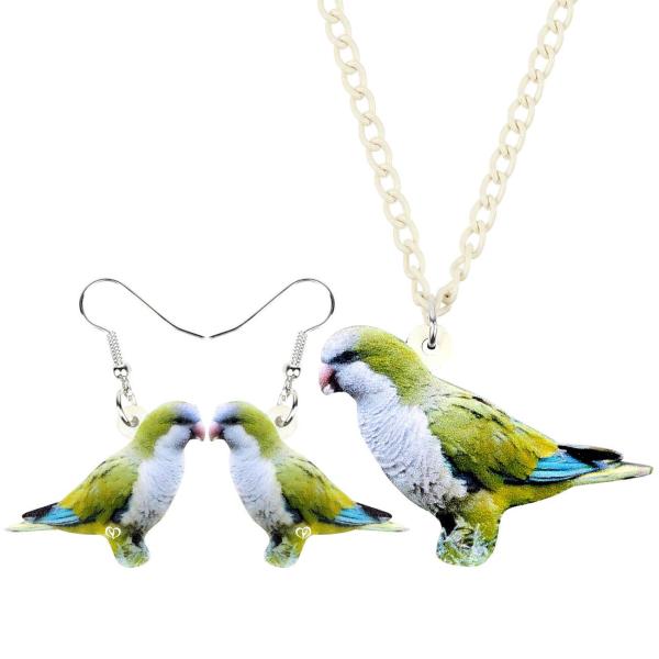 商品名: DUOWEI アクリル キュート モンク インコ オウム 鳥 イヤリングとネックレスセット レディース ティーン ガールズ ドロップ ダングル ペンダント ジュエリー チャーム ギフト DUOWEI Acrylic Cute Mo...