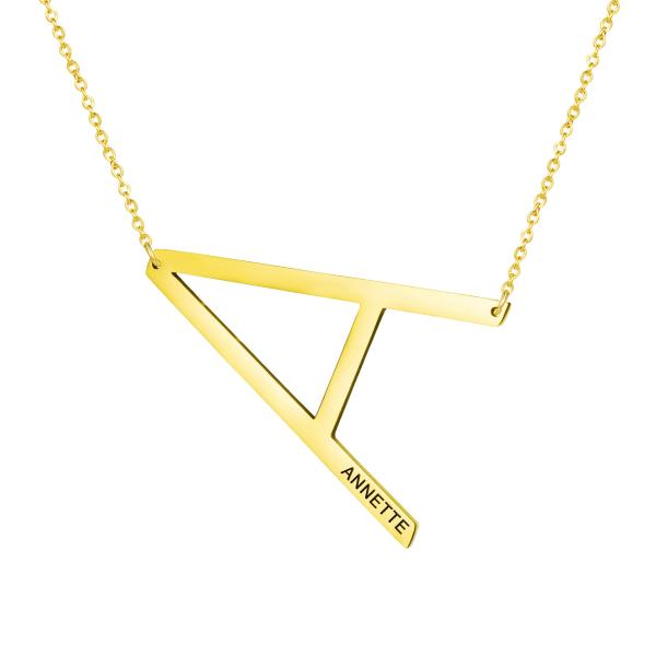 商品名: Joycuff パーソナライズネームネックレス 特大イニシャル ペンダント 大きな文字 18K 本物 ゴールド 誕生日ギフト ティーンガール レディース 妻 ガールフレンド 姉妹 娘 親友 Annette Personalized...