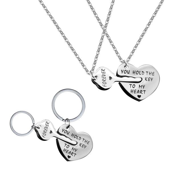 商品名: Uloveido You Hold The Key to My Heart パズル マッチングキーチェーン カップルキーリングとネックレスセット バレンタインギフト Y658, M, 金属 Uloveido Valentines ...