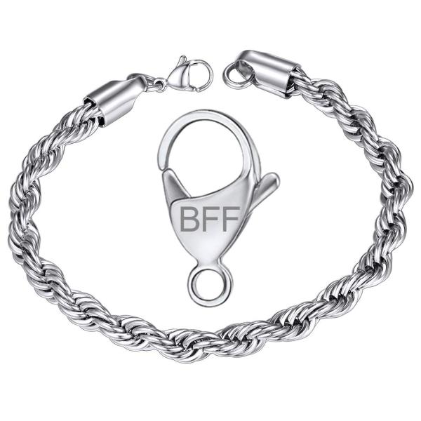 商品名:  ChainsHouse 6MM Chain Link Bracelet Stainless Steel Customized Personalized Twisted Rope Chain Bracelet for Men Wo...