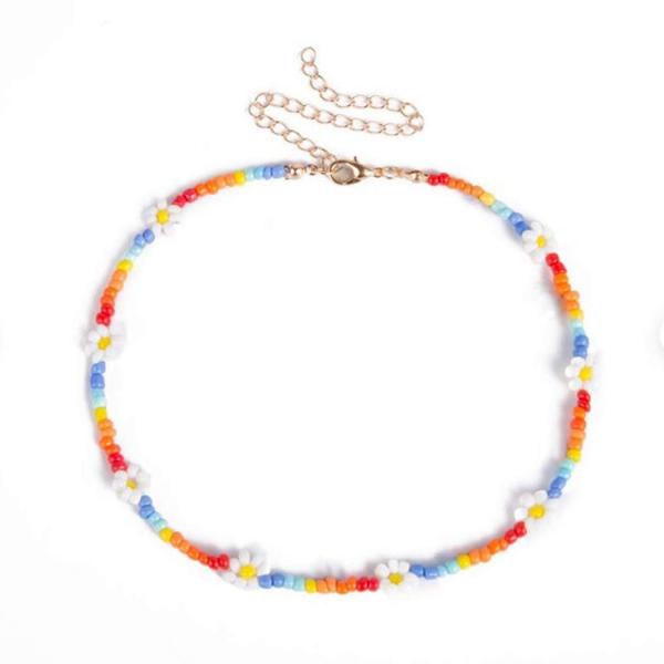 商品名: Aularso ボーホー フラワーネックレス チェーンビーズ チョーカー ネックレス ジュエリー 女性 女の子用 Free size Aularso Boho Beaded Choker Necklace Flower Short...