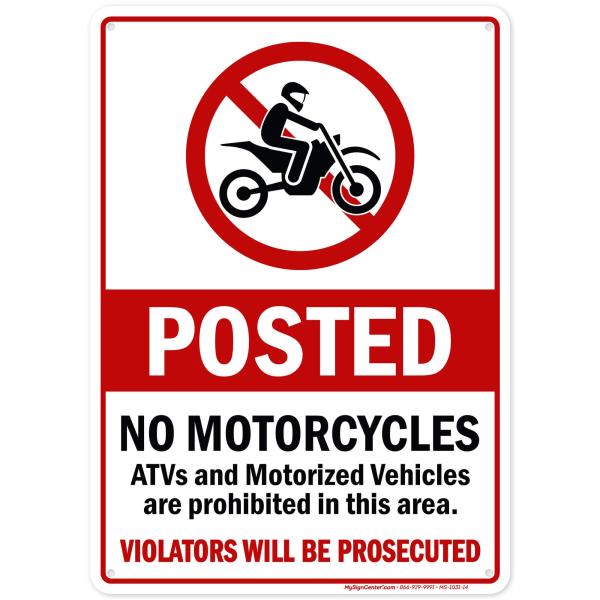 商品名: My Sign Center 掲載 - バイクなし、ATVおよびモーター付き車両標識、.040 錆びないアルミニウム製 屋内/屋外使用 紫外線保護および色あせ耐性、10インチ x 14インチ No Motorcycles ATVs...