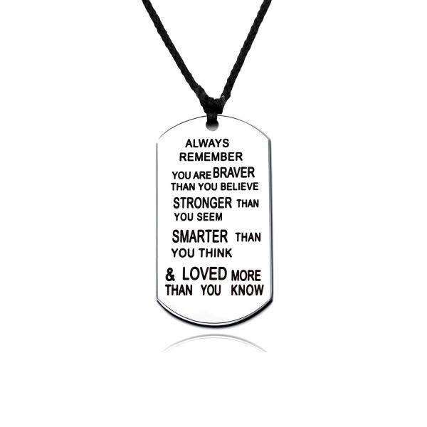 商品名: lauhonmin Always Remember You are Braver/Stronger/Smarter Than You Think ロープペンダントネックレス 家族や友人へのギフトに最適 lauhonmin Alwa...