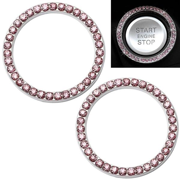 商品名:  Accretion 2 Pack Pink Bling Car Decor Crystal Rhinestone Car Bling Ring Emblem Sticker, Bling Car Accessories for ...