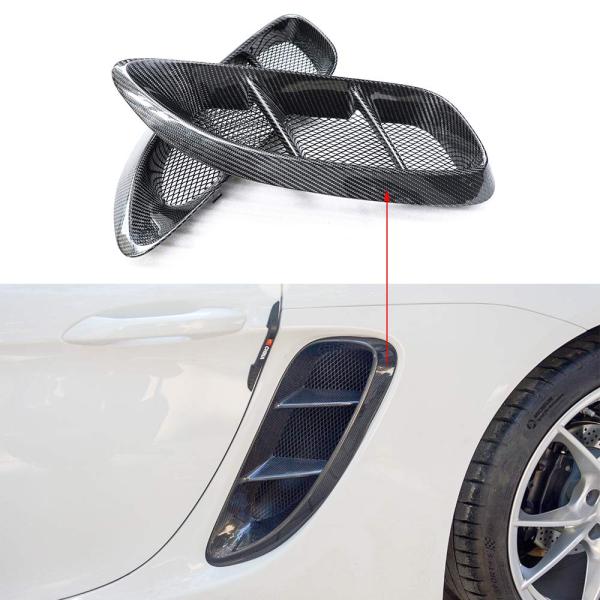 商品名: commas リアフェンダー エアベント カーボンファイバーフェンダー トリムサイドエアベント スクープ ポルシェボクスター 718 ケイマン用 2個パック commas Rear Fender air Vent,Carbon F...