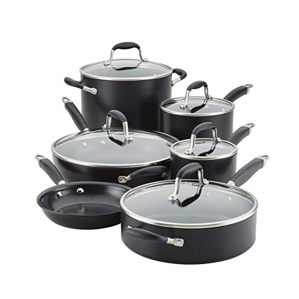 商品名: Anolon Advanced Home ハードアルマイト加工ノンスティック調理器具11点セット (オニキス) Anolon Advanced Home Hard-Anodized Nonstick 11-Piece Cookwa...