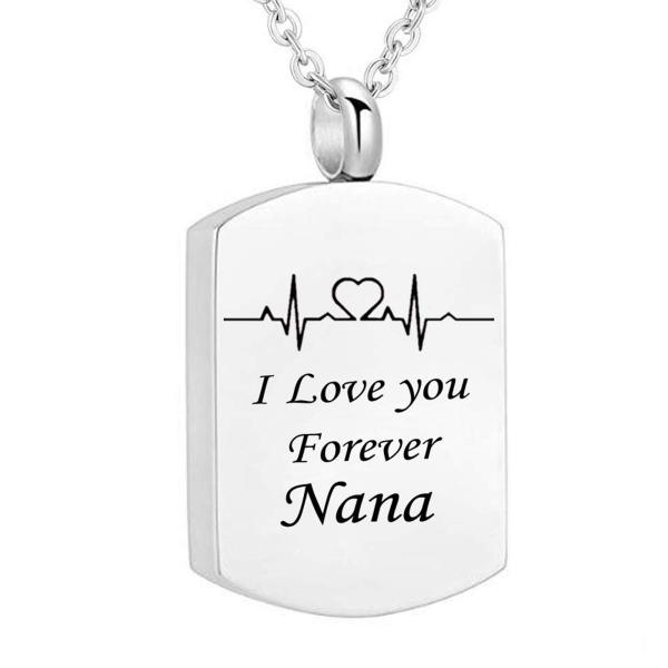商品名:  KnSam Urn Necklaces Memorial Stainless Steel Pendant Electrocardiogram Engraved I Love You Forever Nana Rolo Chain...