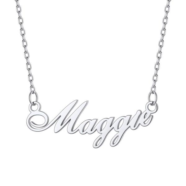 商品名: ChicSilver 名前ネックレス 925スターリングシルバー ネームプレート カスタマイズジュエリー ギフト シルバー/ゴールド ギフトボックス付き シルバー ChicSilver Name Necklace Personal...