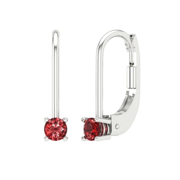 商品名:  0.50 ct Round Cut Solitaire Natural Deep Pomegranate Dark Red Garnet Designer Lever back Drop Dangle Earrings 14k ...