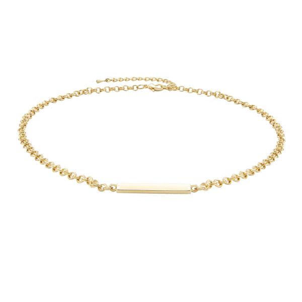 商品名: ゴールドバーチョーカーネックレス レディース ガールズ 14Kゴールドメッキ 厚手チェーン 水平タグネックレス シンプルな幾何学ジュエリー NUZON Gold Bar Choker Necklace for Women Girl...