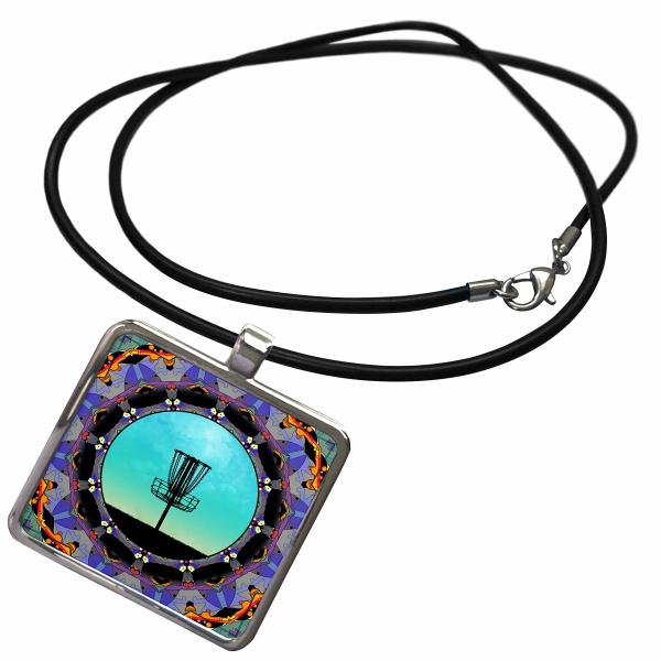 商品名:  3dRose Phil Perkins - Disc Golf - Disc Golf Abstract Basket - colorful mandala disc golf graphic design - Necklace...