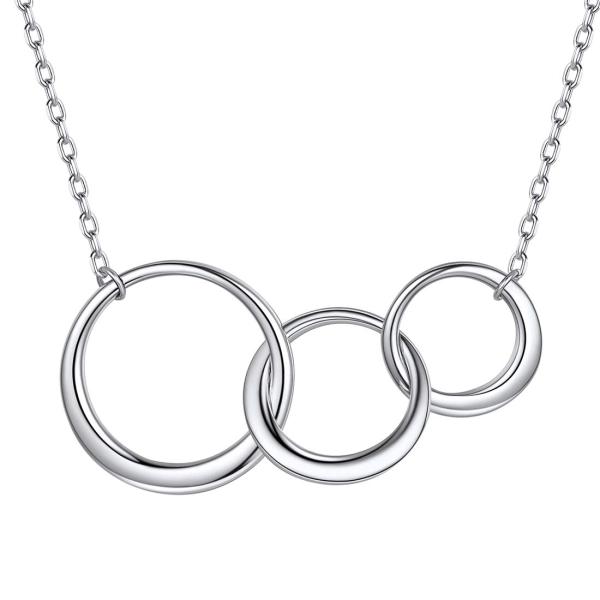 商品名: ChicSilver 母娘ネックレス - スターリングシルバー 2つのインターロッキングインフィニティダブルサークル 母の日ジュエリー 誕生日ギフト シルバー ChicSilver 3 Generations Necklace f...