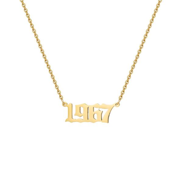 商品名: MEMGIFT 誕生年 数字 ペンダント ネックレス オールドイングリッシュネックレス レディース 娘 ティーンガール 姉妹 誕生日 母の日 ジュエリー ギフト ステンレススチール 18K純金メッキ Memgift 1967 Bi...