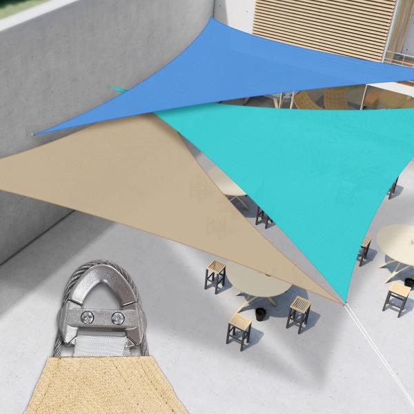 商品名: Windscreen4less Aリング補強サンシェード セイル 24フィート x 24フィート x 24フィート 正三角形 超高耐久 強化耐久性 (260GSM) 亜鉛メッキケーブル強化 - サンド Windscreen4les...