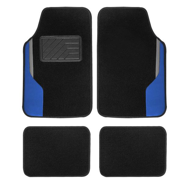商品名:  TLH Universal Fit Blue Color-Block Carpet Floor Mats Full Set (with Faux Leather for Cars, Coupes, Small SUVs)ブランド...