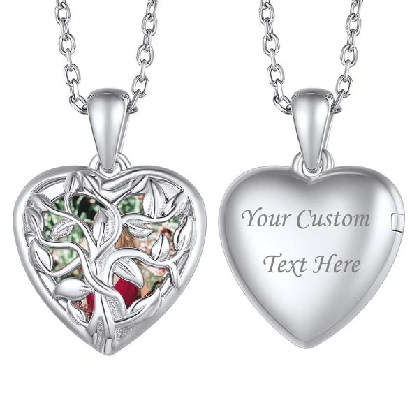 商品名: ハートロケットネックレス 写真を保持 925スターリングシルバー/18Kゴールド/プラチナメッキ ハート/天使の翼/生命の樹 フォトペンダント 調節可能なチェーン付き 20インチ カスタム写真/テキストジュエリー レディース ガー...