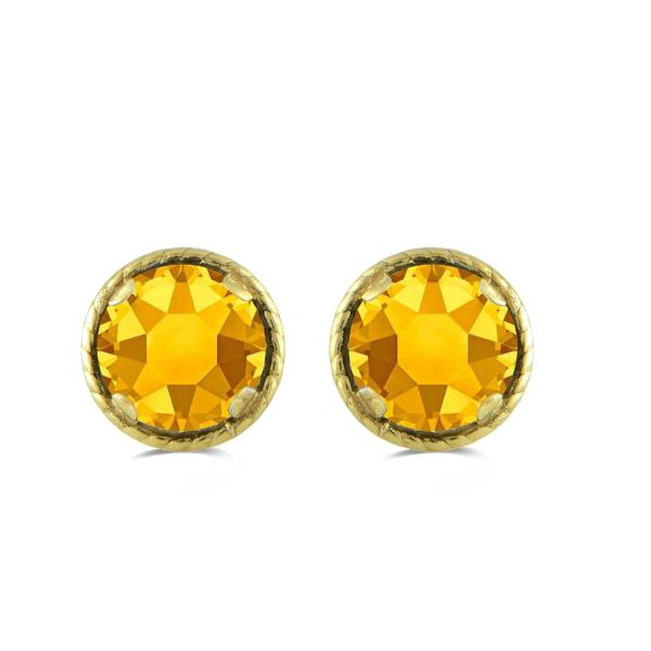 商品名: Jewelili 10K イエローゴールド スワロフスキークリスタルダイヤモンドイヤリング Jewelili 10K Yellow Gold 5 MM Round Topaz Crystal Stud Earringsブランド: ...