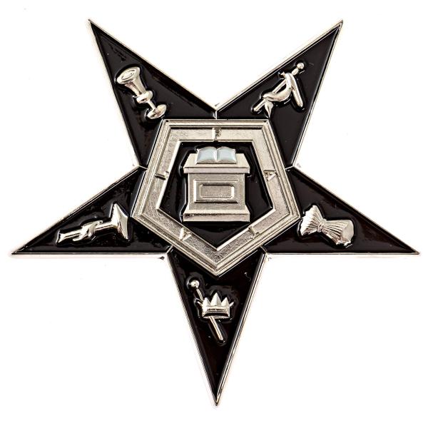 商品名: オーダー オブ ザ イースタン スター フリーメーソン オートエンブレム - [シルバー&amp;ブラック][高さ3インチ] Order of the Eastern Star Masonic Auto Emblem - [Sil...