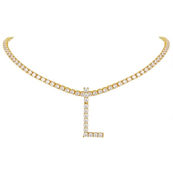 商品名: FindChic キラキラ光るフルキュービックジルコニア テニスチェーン イニシャルネックレス レディース 16インチ バタフライチョーカー 18Kゴールドメッキ 模造ダイヤモンド キュービックジルコニア レターネックレス ギフト...