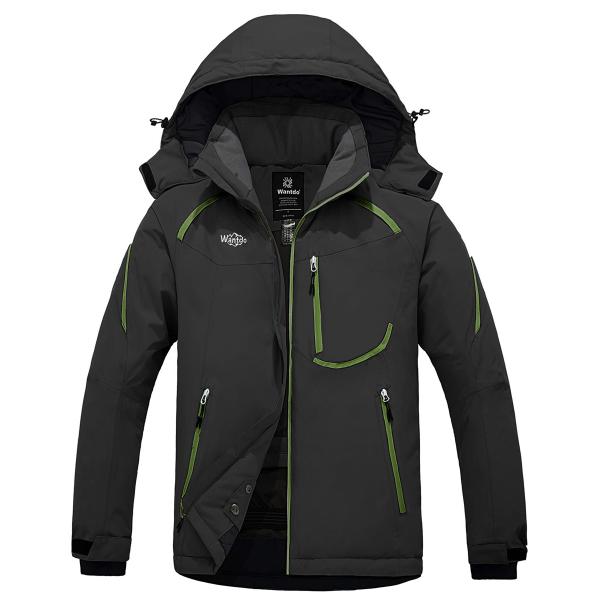 商品名:  wantdo Men's Waterproof Ski Jacket Winter Windproof Snow Coat Dark Grey &amp; Grass Green Mブランド: wantdo商品サイズ: Medi...
