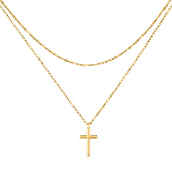 商品名: GUEMER 優美なレイヤーネックレス 18Kゴールドメッキ バタフライロック 十字架 邪悪な目 ペンダントネックレス ラウンドディスク 繊細で小さなかわいいミニマリスト チャーム パーソナライズ保護レイヤーネックレス 女性への贈...