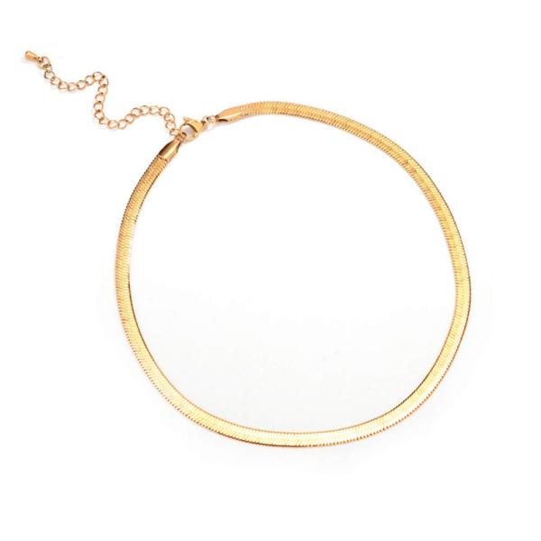 商品名: ゴールドシルバー イタリアンステンレススチール フラットダブルスネークヘリンボーン カラーチェーン チョーカー コレット レイヤード クラビクルネックレス レディース ガールズ クラシックジュエリー Gold Silver Ita...