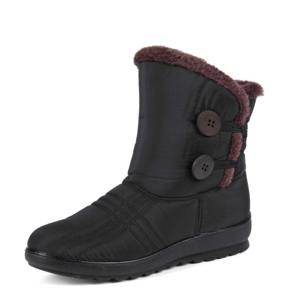 商品名: レディース スノーウィンターブーツ 防水 フェイクファー 裏地付き フロスティ 暖かい 滑り止めブーツ ミッドカーフ 寒い天候 快適 ショートブーティー アウトドア パフィー ウォーキングシューズ US サイズ: 24 カラー: ...