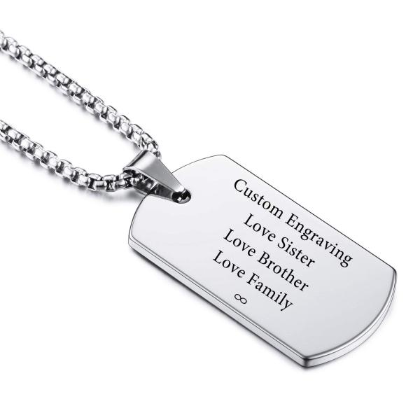商品名: VIBOOS ドッグタグペンダントネックレス メンズ レディース ボーイズ ガールズ 名前/日付/テキストの刻印 ステンレススチール カスタムペンダント 調節可能なチェーン付き ブライズメイドギフト バレンタインデージュエリー シ...