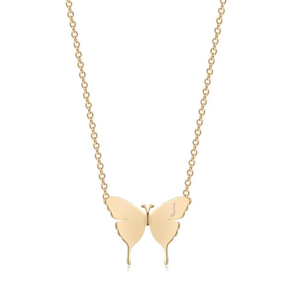 商品名: OSIANA ゴールド 華奢 蝶 イニシャルネックレス 女性用 18Kメッキ ゴールド 小さなかわいい文字ペンダント 名前 アルファベットチョーカーネックレス ミニマリスト パーソナリティ ギフト 友情ジュエリー ゴールド OSI...
