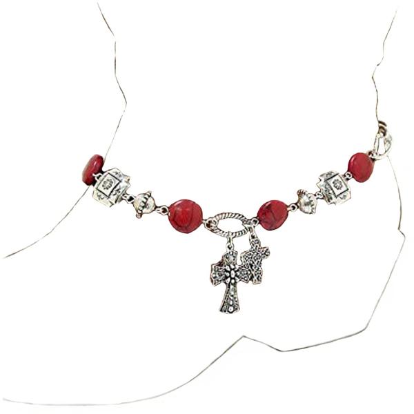 商品名:  Fashion Jewelry ~ Boots jewelry ~ Red Beads with Cross Charm Boot Anklet Bracelet for Women Casual or Formalブランド: ...
