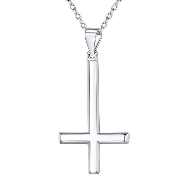 商品名:  PROSTEEL Inverted Cross Necklace Men Women Satanic Jewelry Satanism Occult Devil 925 Sterling Silver Upside Down C...