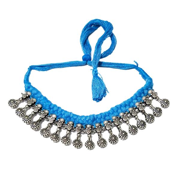 商品名:  athizay Necklace Turquoise thread intertwined drawstring Tribal festival chokers Designer Silver Long Beads for Wo...
