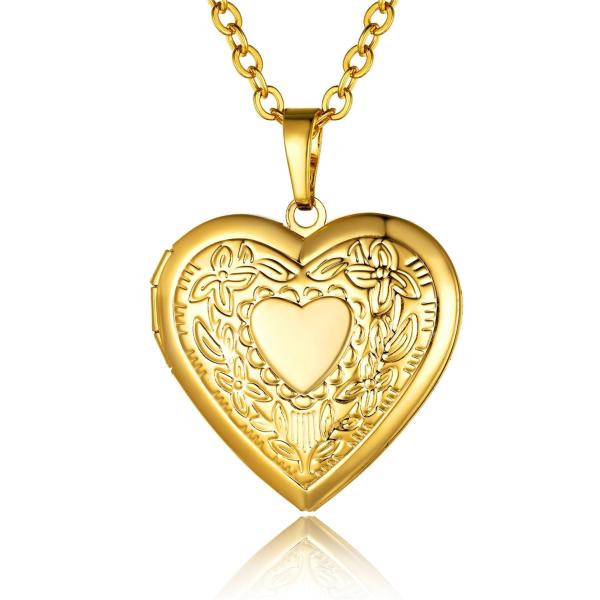 商品名: GOLDCHIC JEWELRY ハートロケットネックレス レディース 18Kゴールドメッキ/プラチナメッキ/ローズゴールドフラワー/生命の樹 メモリアルフォトロケットネックレス 写真付き 20インチ+2インチのチェーン ギフトボ...