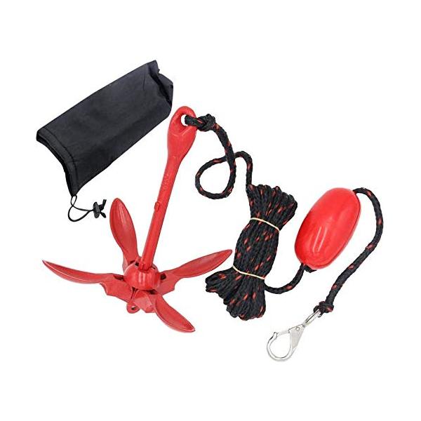 商品名: ISURE MARINE カヤックアンカーキット ポータブル折りたたみ式アンカーブイキット カヌー カヤック ラフト ボート ヨット 釣り 3.5ポンド マリンロープ 完全な折りたたみ式グラップネルアンカーキット 小型ボート、カヤ...