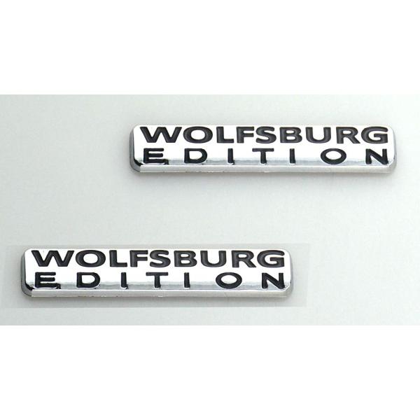 商品名: WOLFSBURG EDITION エンブレムバッジステッカー プレートトリム フェンダーサイドトランクインナーフロントウィンドウ用 (ブラッククロム) Pair Set WOLFSBURG EDITION Emblem Badg...