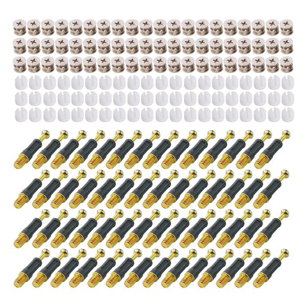 商品名: LOOTICH 固定ネジ 偏心カム 〓14.7mm ボルト継手ダボ M6x36mm 取り付け済み ナット付き M6 フラットパック家具キャビネットロック接続用 ブラック(100セット) LOOTICH Fixing Screw E...