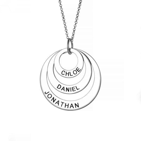 商品名: 925スターリングシルバー 名前入りネックレス 刻印可能 3つのディスクネックレス カスタムネームペンダント 上品なジュエリー 女性用 友情 親友 ウェディングギフト, スターリングシルバー RMREWY 925 Sterling...