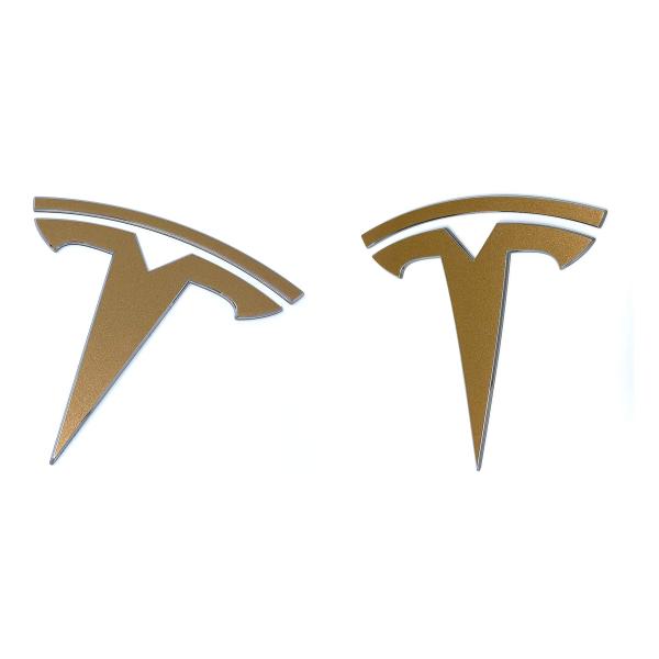 商品名: Tesla Model 3用カスタムカットグラフィックロゴデカールラップ、2ピースセット(グロスゴールド) Logo Decal Wrap for Tesla Model 3, 2 pc-Set (Gloss Gold)ブランド:...