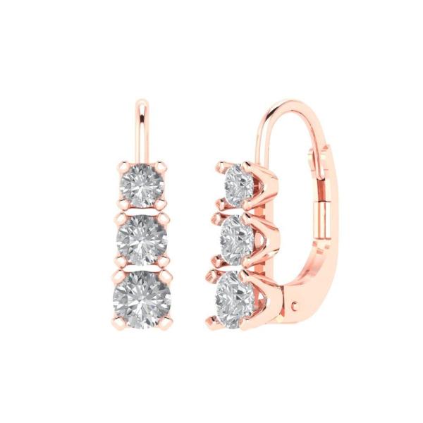 商品名:  2.44 ct Brilliant Round Cut Drop Dangle Genuine VVS1 Clear Simulated Diamond 18K Rose Gold Designer Earrings Lever...