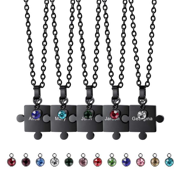 商品名: MeMeDIY カスタムジグソーパズルペンダント 2/3/4/5/6ピース ネックレス 刻印 名前 日付 カップル 女性 男性 カスタマイズされた誕生石 ステンレススチール 調節可能なチェーン 家族 愛 友情, M, 金属, キュ...