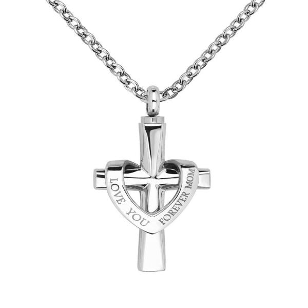 商品名:  MZC Jewelry Mom Cremation Cross Urn Necklace for Ashes Engraved Love You Forever Pendant Ashes Holder Keepsake Mem...