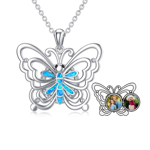 商品名:  LONAGO Butterfly Pendant Necklace Picture Locket Necklace Hold Photo Necklace for Women Girl (Butterfly Locket-3)ブ...