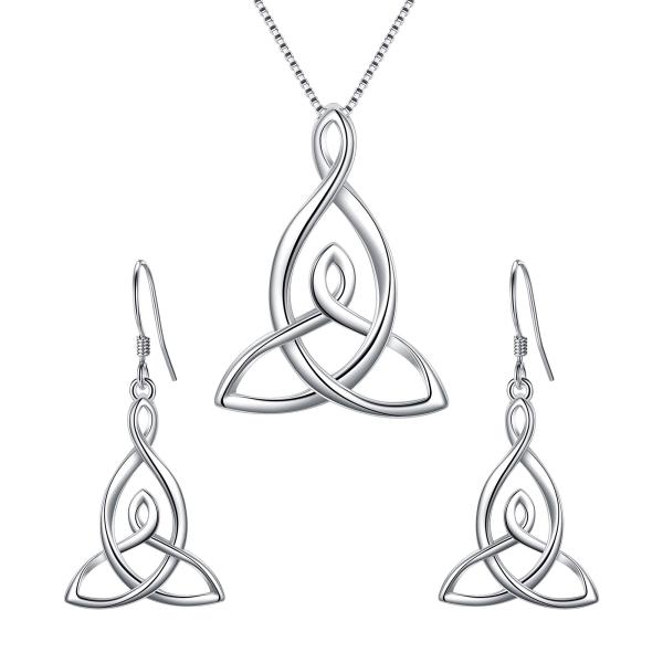商品名: FANZE ケルトネックレス 925スターリングシルバー 幸運 アイリッシュノット トリケトラ タイムレスラブペンダントネックレス ジュエリーセット ネックレスダングルイヤリングセット FANZE Celtic Necklace ...