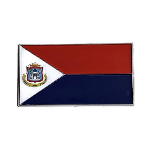 商品名:  Sint Maarten Flag Car Emblem | Sint Maartenese Flag for car | Chrome Plated Car Emblem | Just Peel And Stick | Ver...