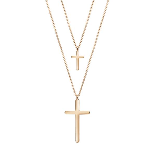 商品名: KristLand ? 18Kローズゴールド/ S925シルバーバーショートネックレス シンプルソリッドクロスネックレス 調節可能なロングチョーカー KristLand - 18K Gold Plated Layered Neck...