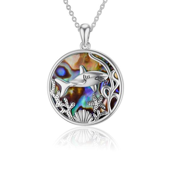 商品名: LONAGO サメネックレス 925スターリングシルバー ヒトデ 貝殻 海の動物ペンダント ジュエリー 女性や母親への贈り物に LONAGO Shark Necklace 925 Sterling Silver Starfish ...