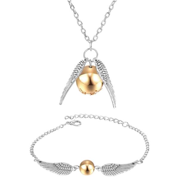 商品名: 「All Times」お気に入りの映画のネックレスとブレスレットのセット。 Stranger Things Bracelets Harry Potter Golden Snitch Bangle Charms Themed 8" ...
