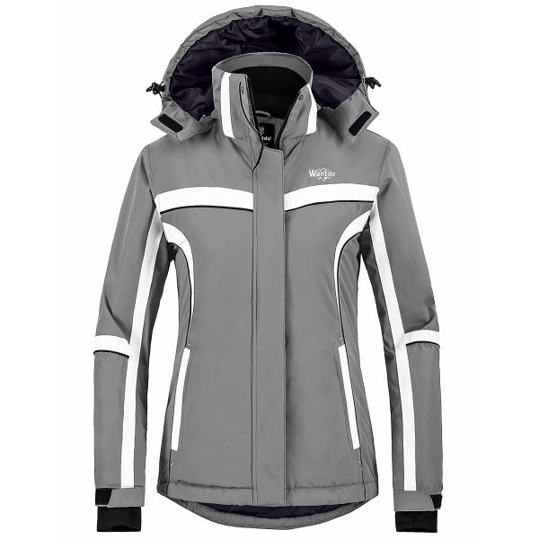 商品名:  wantdo Women's Winter Waterproof Ski Windbreaker Hooded Raincoat Dark gray &amp; White Mブランド: wantdo商品サイズ: Medium高...